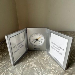 Early 2000s Working Chrisco Folding Desk Clock With Photo Frames ...