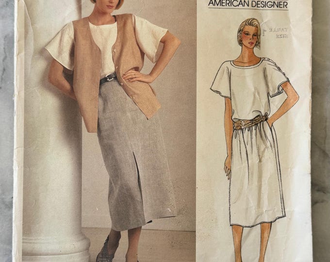 1985 Vogue 1329 Sewing Pattern by Calvin Klein-misses’dress,top,vest ...