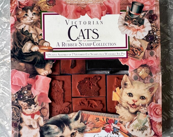 1992 Victorian Cats Rubber Stamp Collection by Cynthia Hart - Vintage ...