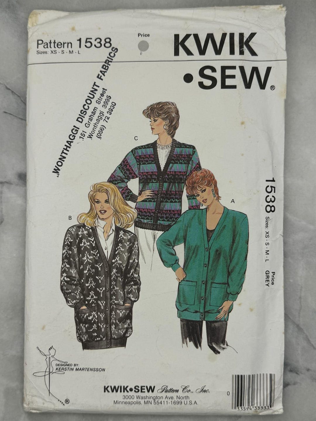 1986 Kwik Sew 1538 Sewing Pattern - Misses’ Cardigans ( Sizes Xs-l ...