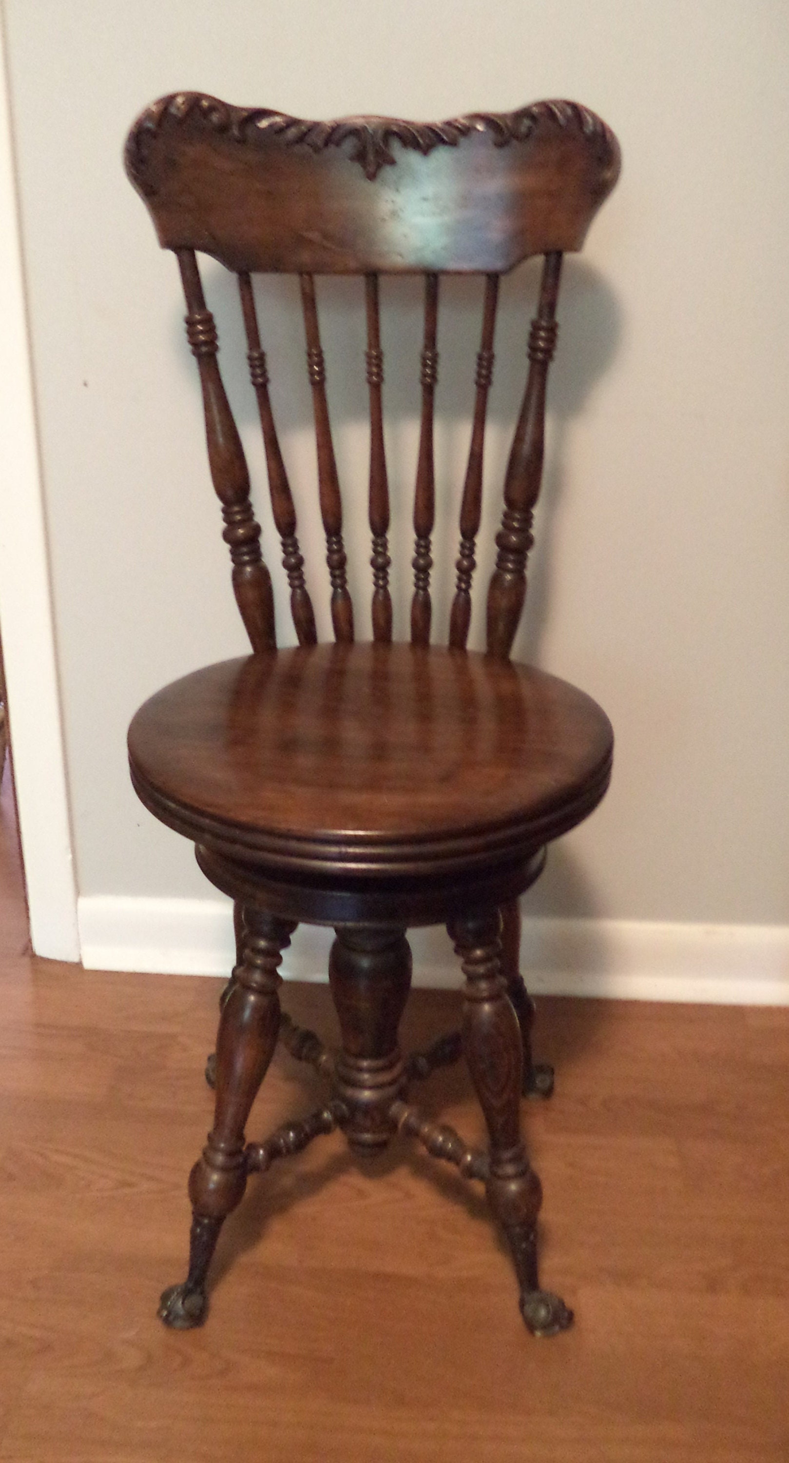 Antique Adjustable Piano Chair Holtzman and Sons Columbus OH Etsy