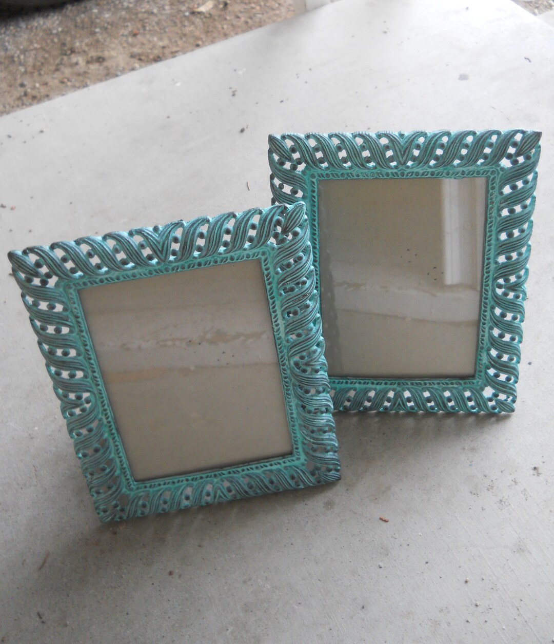Set of 2 Terragraphics Decorative Metal Photo Frames Peacock Blue - Etsy
