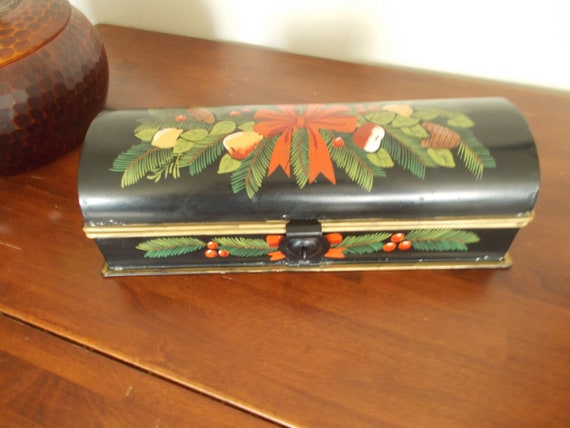 Vintage Toleware Metal Locking Box Rectangular with Hinged | Etsy