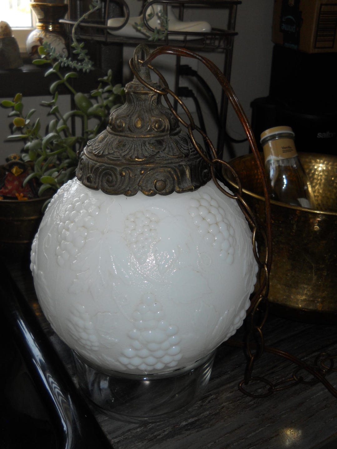 Milk Glass Grape Motif Swag Lamp Circa 70's - Etsy