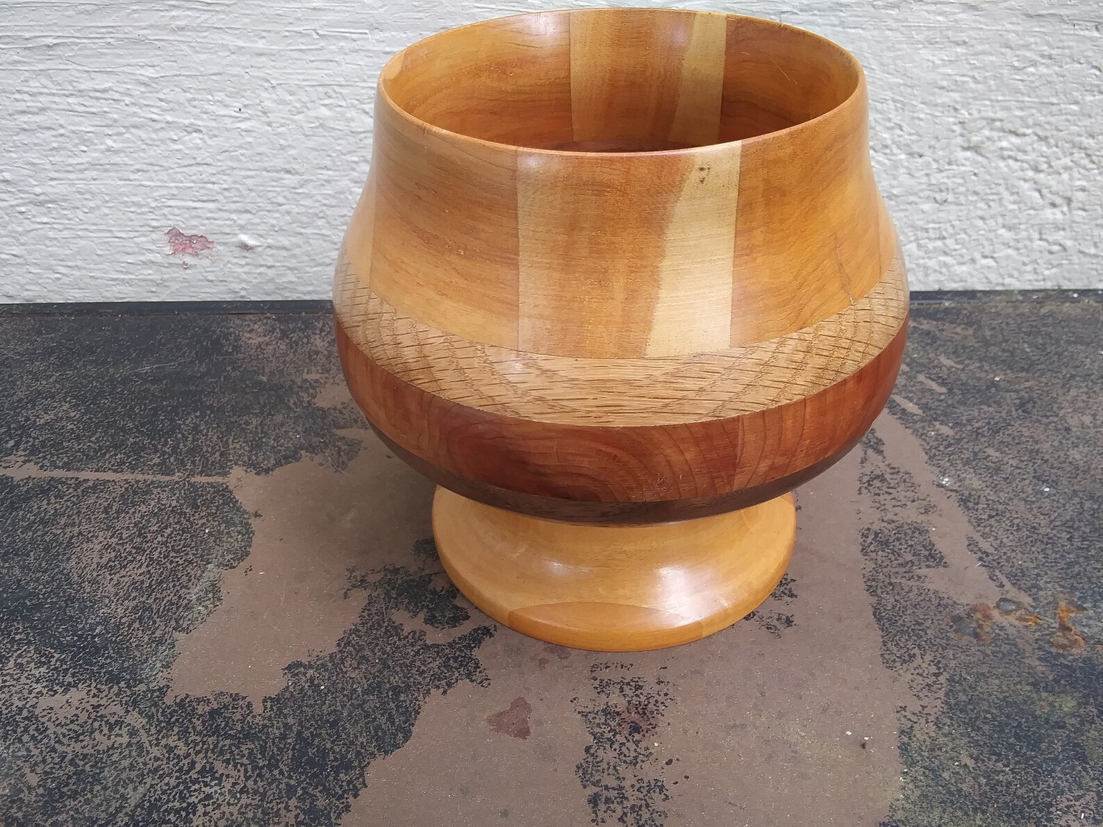 Hand Turned Multi Wood Pedestal Bowl - Etsy