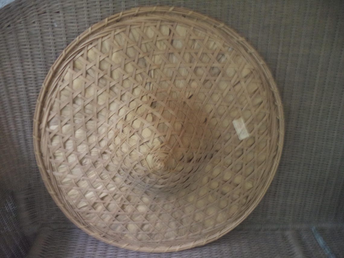 Vintage Asian Conical Coolie Hat Bamboo Weave Circa 70's - Etsy