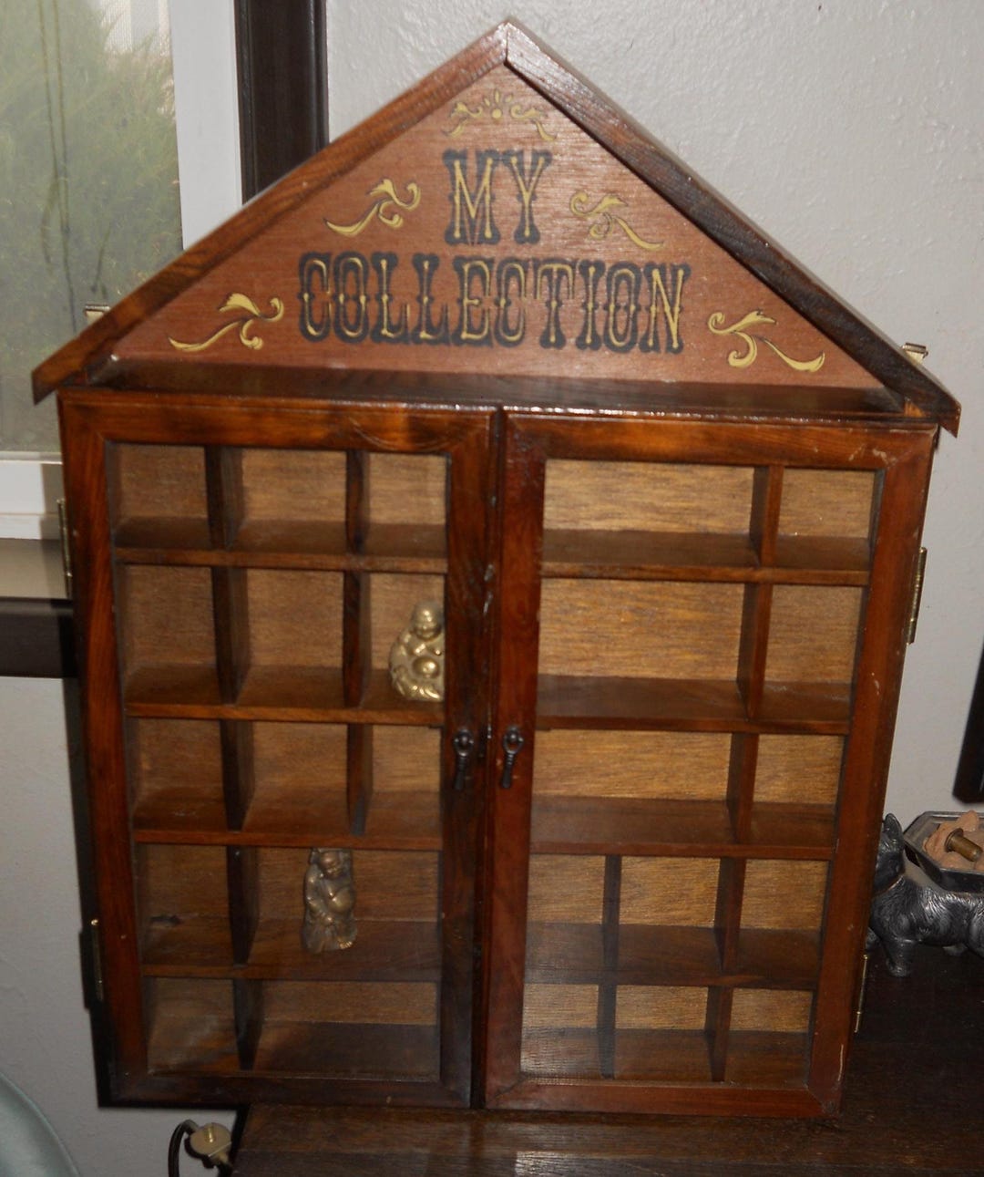 Enesco Wooden Display Curio Cabinet "my Collection" Circa 70's - Etsy
