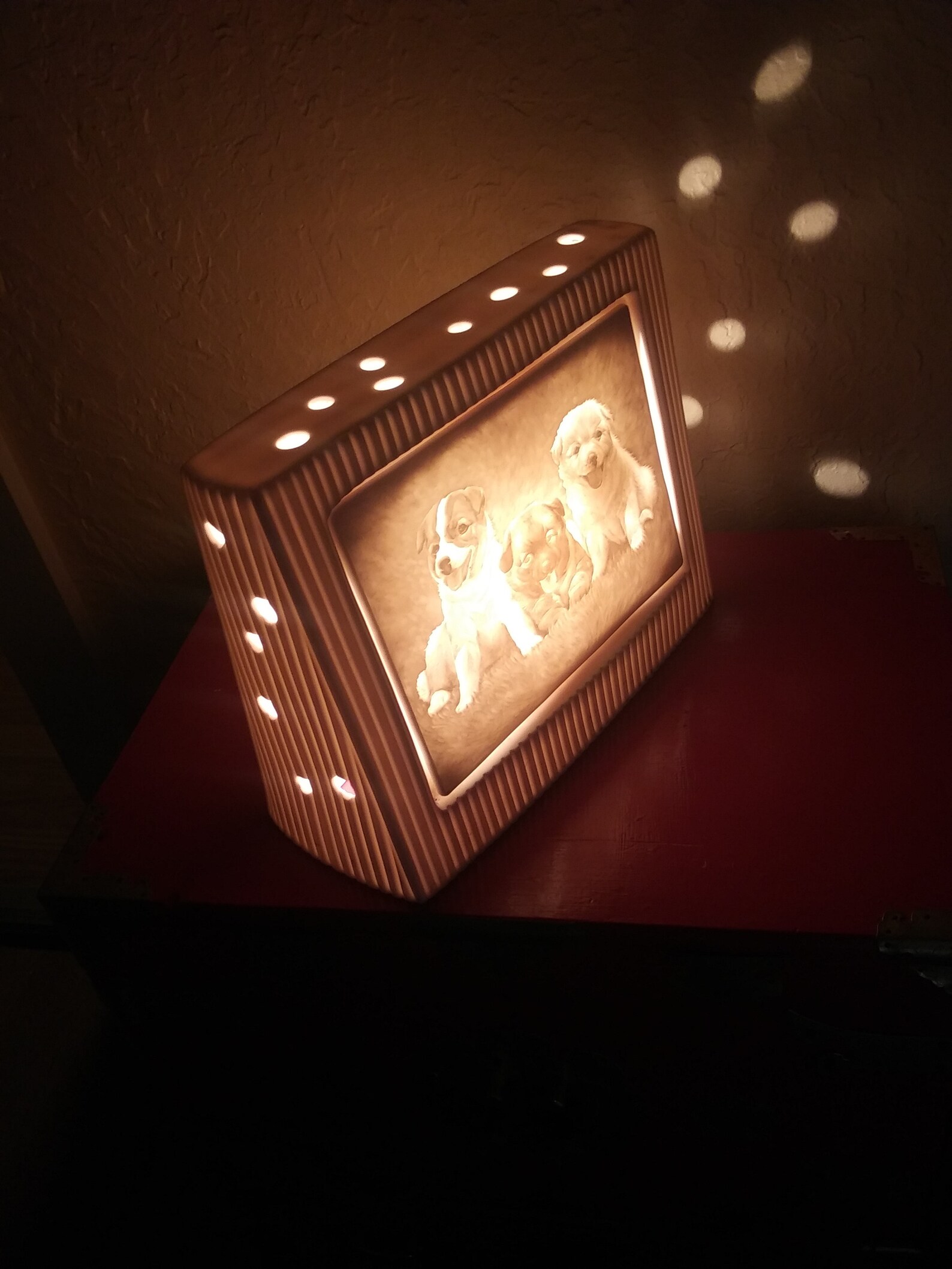 Vintage Lithophane Porcelain Three Dog Lamp Made in Taiwan - Etsy