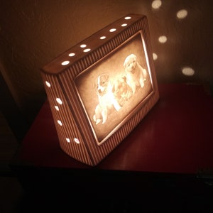 Vintage Lithophane Porcelain Three Dog Lamp Made in Taiwan - Etsy