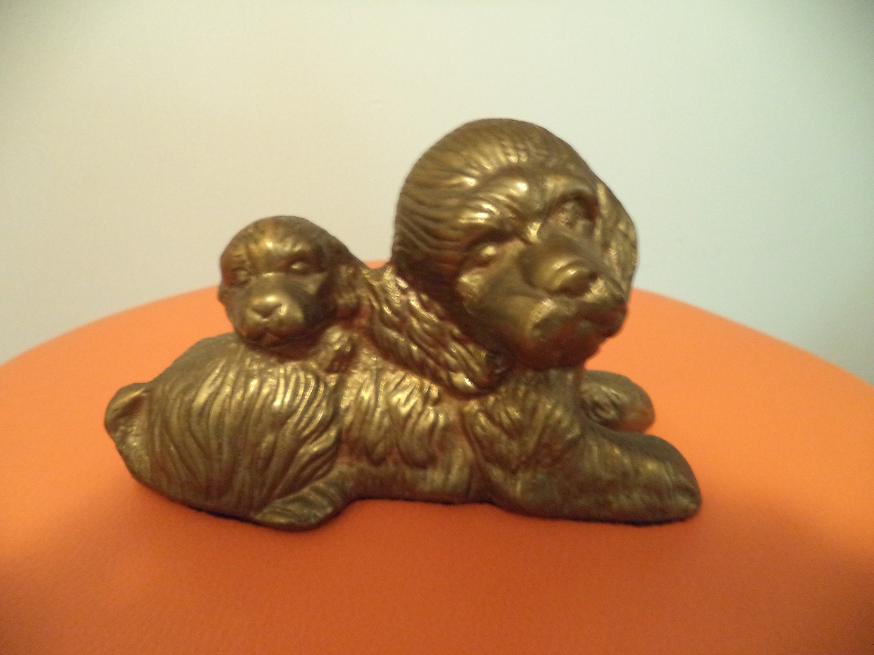Solid Brass Dog and Pup Statue Fritz Brass Korea - Etsy
