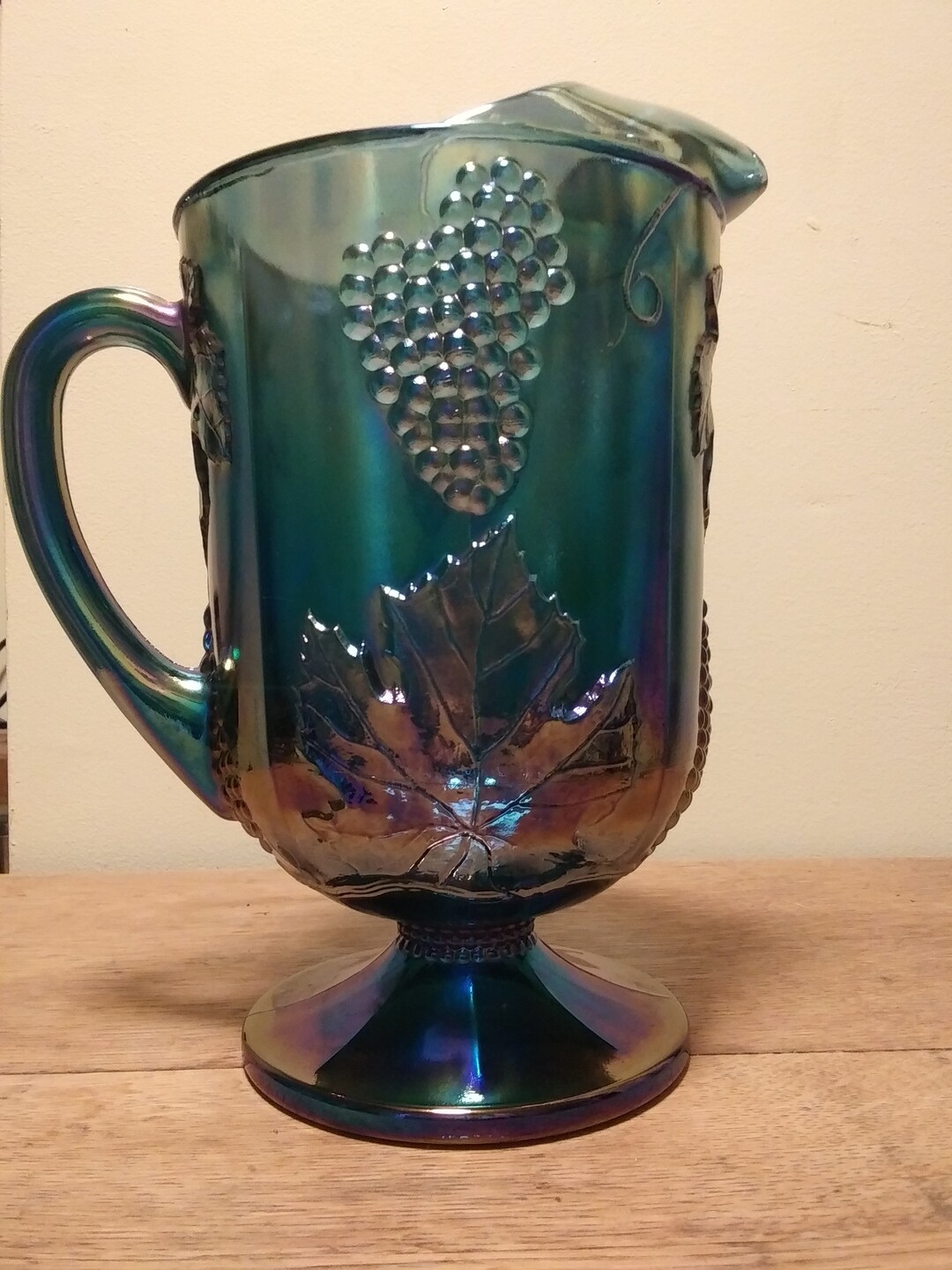 Vintage Carnival Glass Harvest Grape Pattern Iridescent Blue / Purple ...