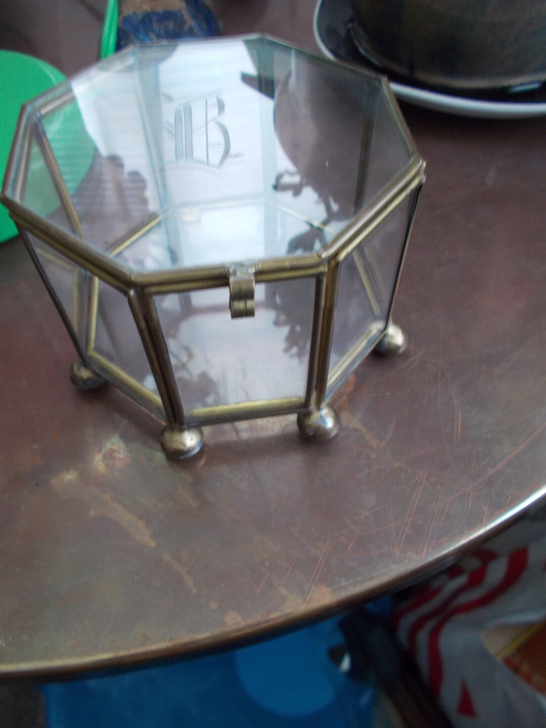 Brass and Glass Octagon Trinket Box Circa 1980's - Etsy