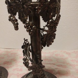 Set of Two Silver Plate Center Piece Grape Vine Spiral Candle Stick ...
