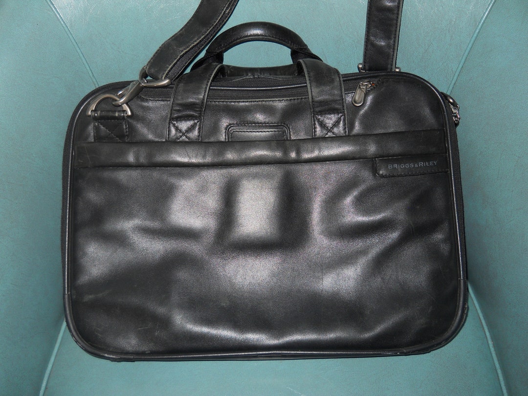 Briggs and Riley Slim Black Leather Briefcase LB 106-4 - Etsy