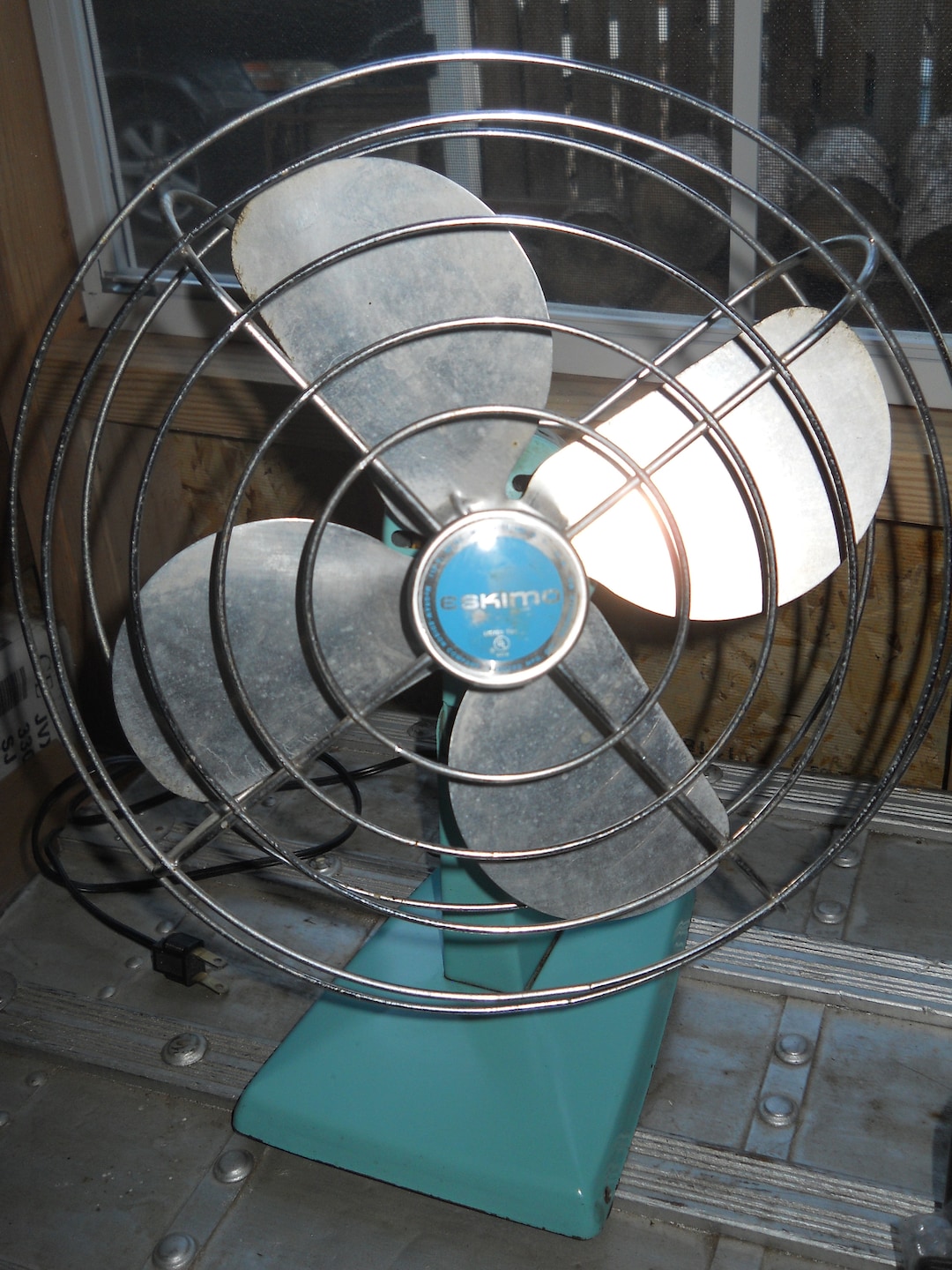 Vintage Eskimo Oscillating Table Top Fan Teal and Silver - Etsy
