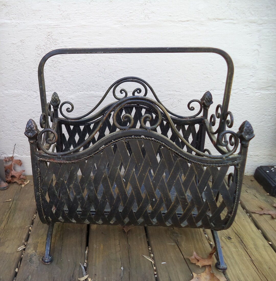 Vintage Wrought Iron Magazine Rack at Donna Mang blog
