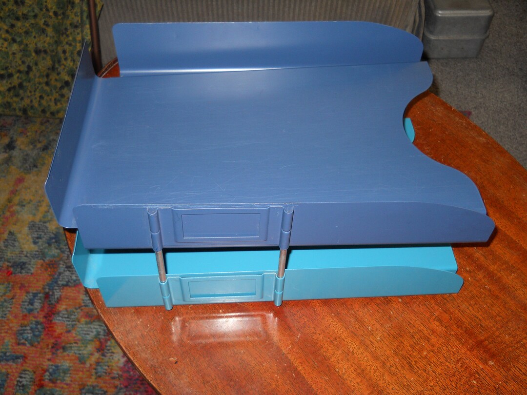 Vintage Two Tier Desk Top File System ASE All Steel Equipment Co Teal ...