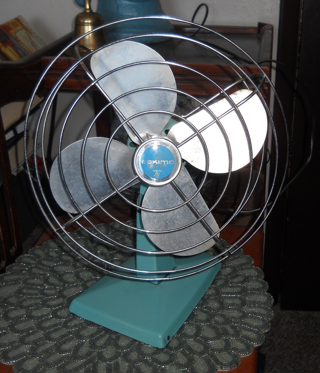 Vintage Eskimo Oscillating Table Top Fan Teal and Silver - Etsy
