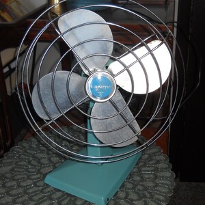 Vintage Eskimo Oscillating Table Top Fan Teal and Silver - Etsy