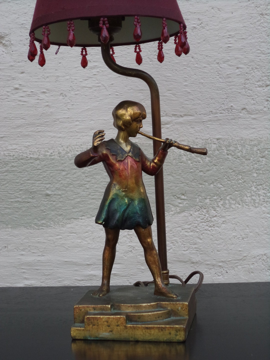 Antique Peter Pan Table Top Lamp Pompeian Bronze Art Deco - Etsy