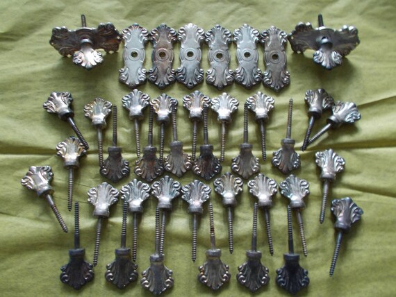 Vintage Silver Plated Back Plate Drawer Pulls | Etsy