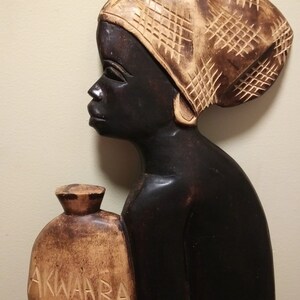 AKWAABA Vintage Hand Carved Woman Welcome Sign Aken Ghana / West Africa ...