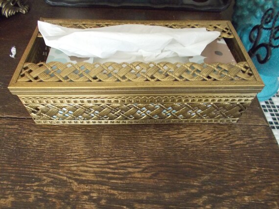 Vintage Gold Toned Metal Hollywood Regency Tissue Box Holder - Etsy