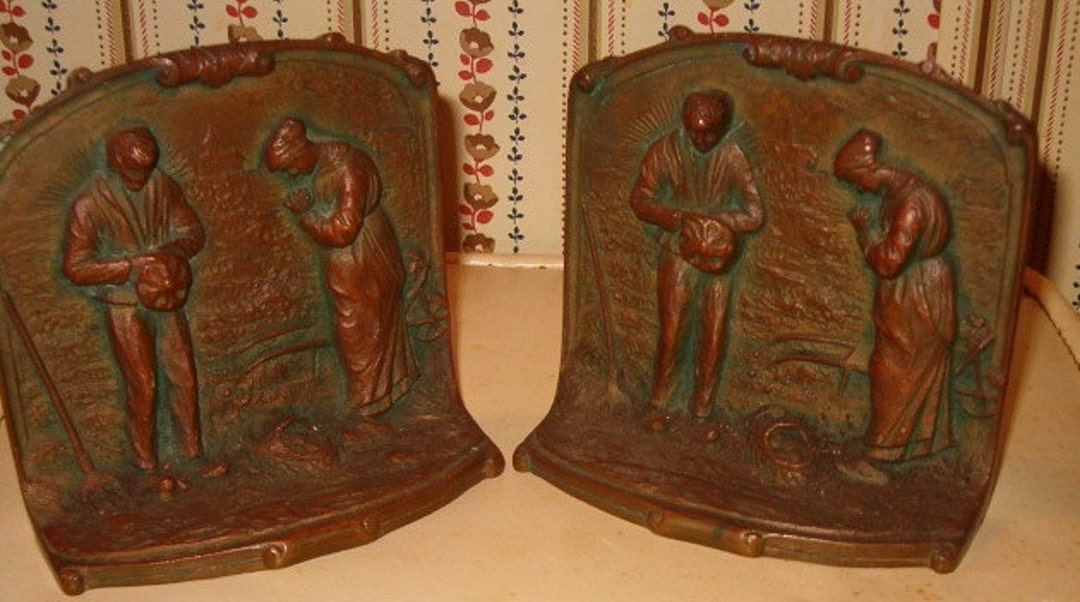 Solid Bronze Book Ends "the Angelus" - Etsy