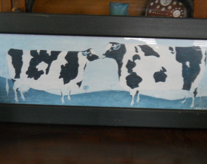 Vintage Warren Kimble Kissing Cows Framed Art Print - Primitive Folk ...