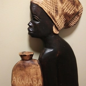AKWAABA Vintage Hand Carved Woman Welcome Sign Aken Ghana / West Africa ...