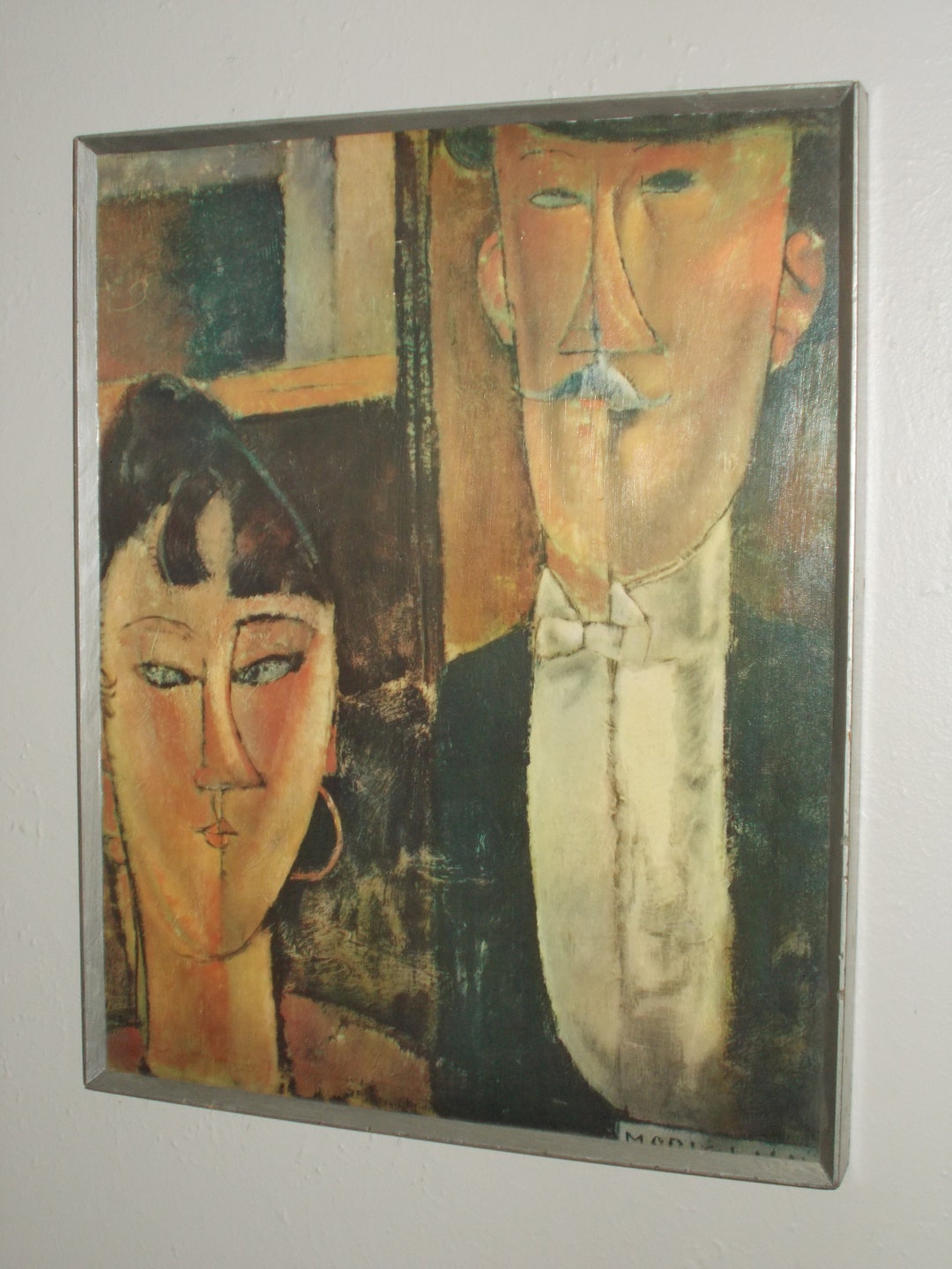 The Bride and Groom by Amedeo Modigliani Framed Print on Textured Board ...