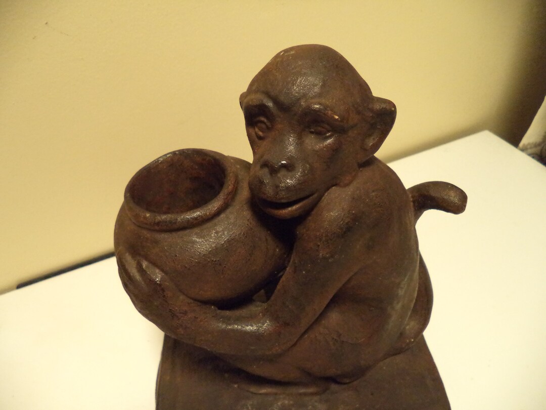 Vintage Chalkware Monkey Statue - Etsy