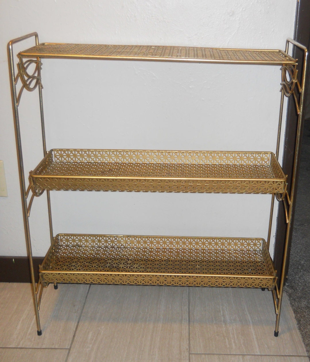 MCM Hollywood Regency Three Shelf Metal Stand - Etsy