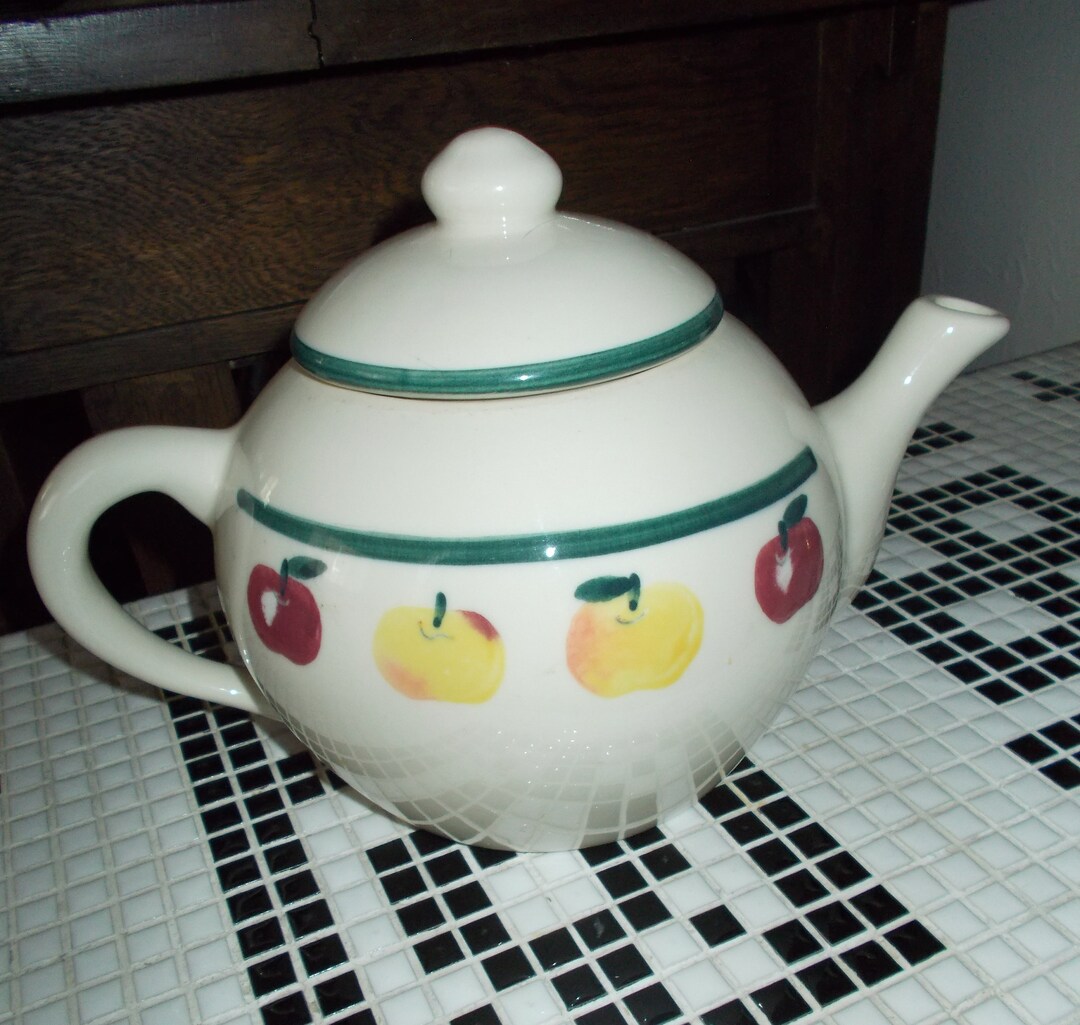 Hartstone Pottery USA 6 Cup Teapot Apples - Etsy