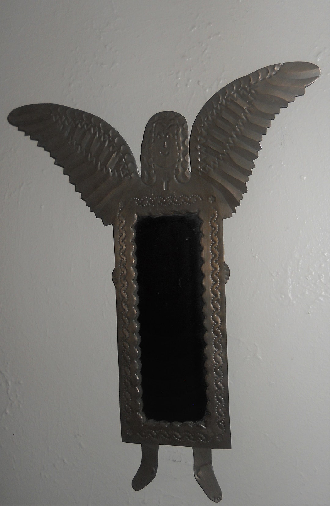 RESERVED FOR SAMANTHA Mexican Tin Art Guardian Angel Wall Mirror - Etsy