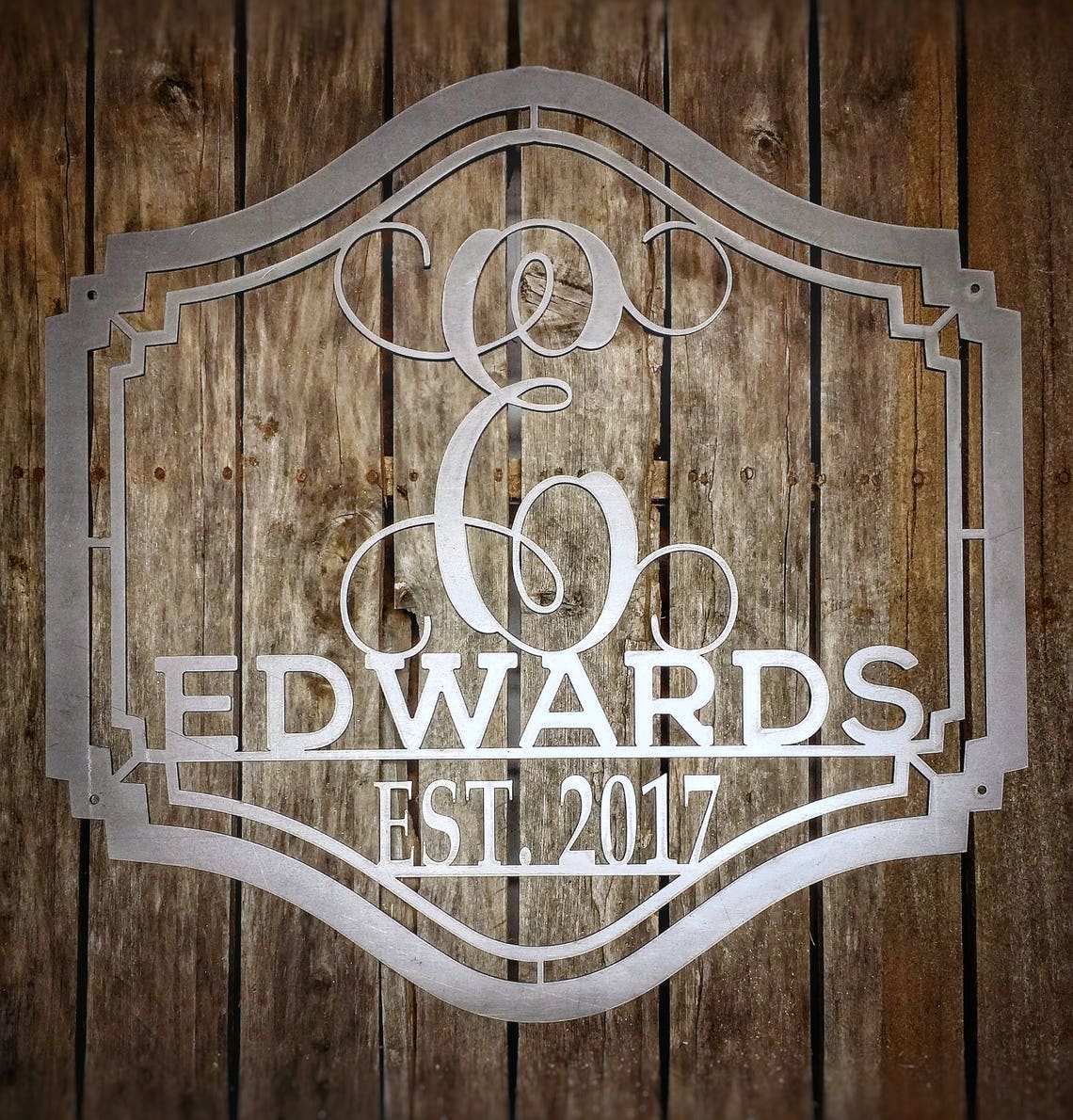 Laser Cut Metal Sign With Initial Family Name and - Etsy