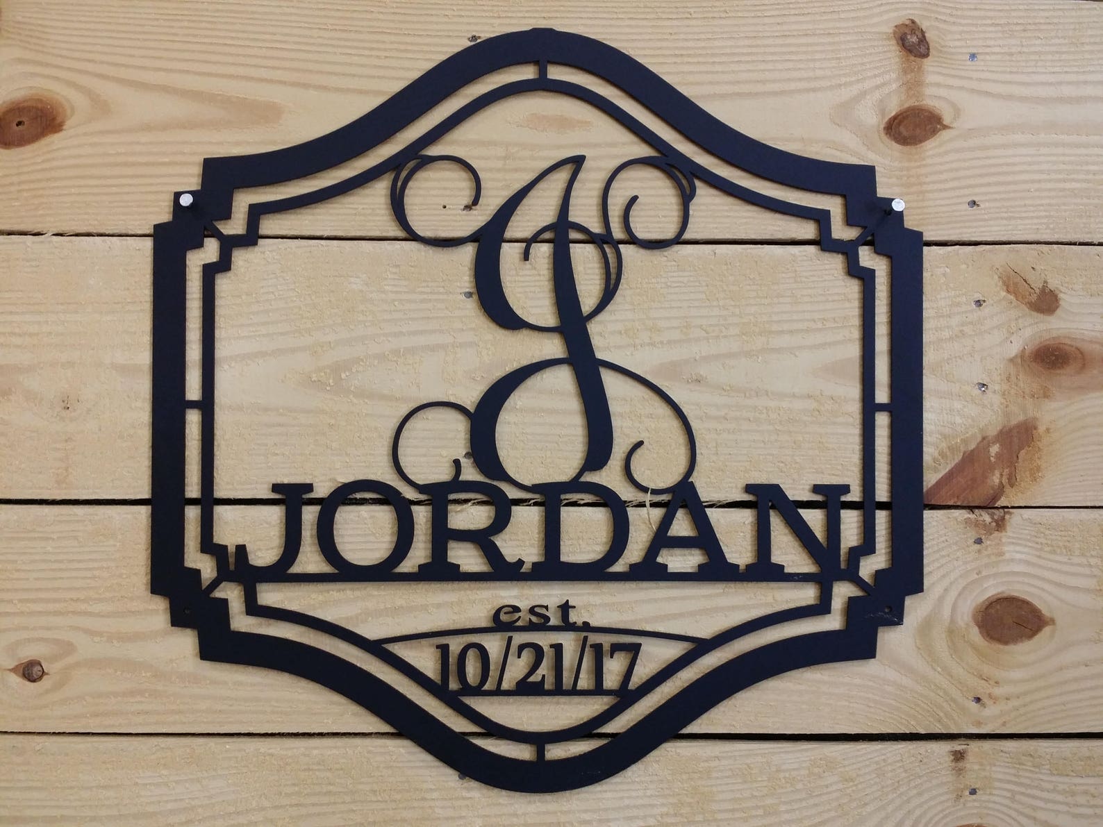 Laser Cut Metal Sign With Initial Family Name and - Etsy