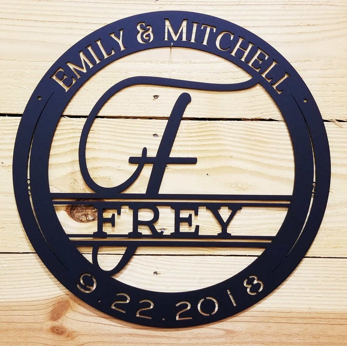 Round Laser Cut Metal Sign With Names & Est. Date Available in - Etsy