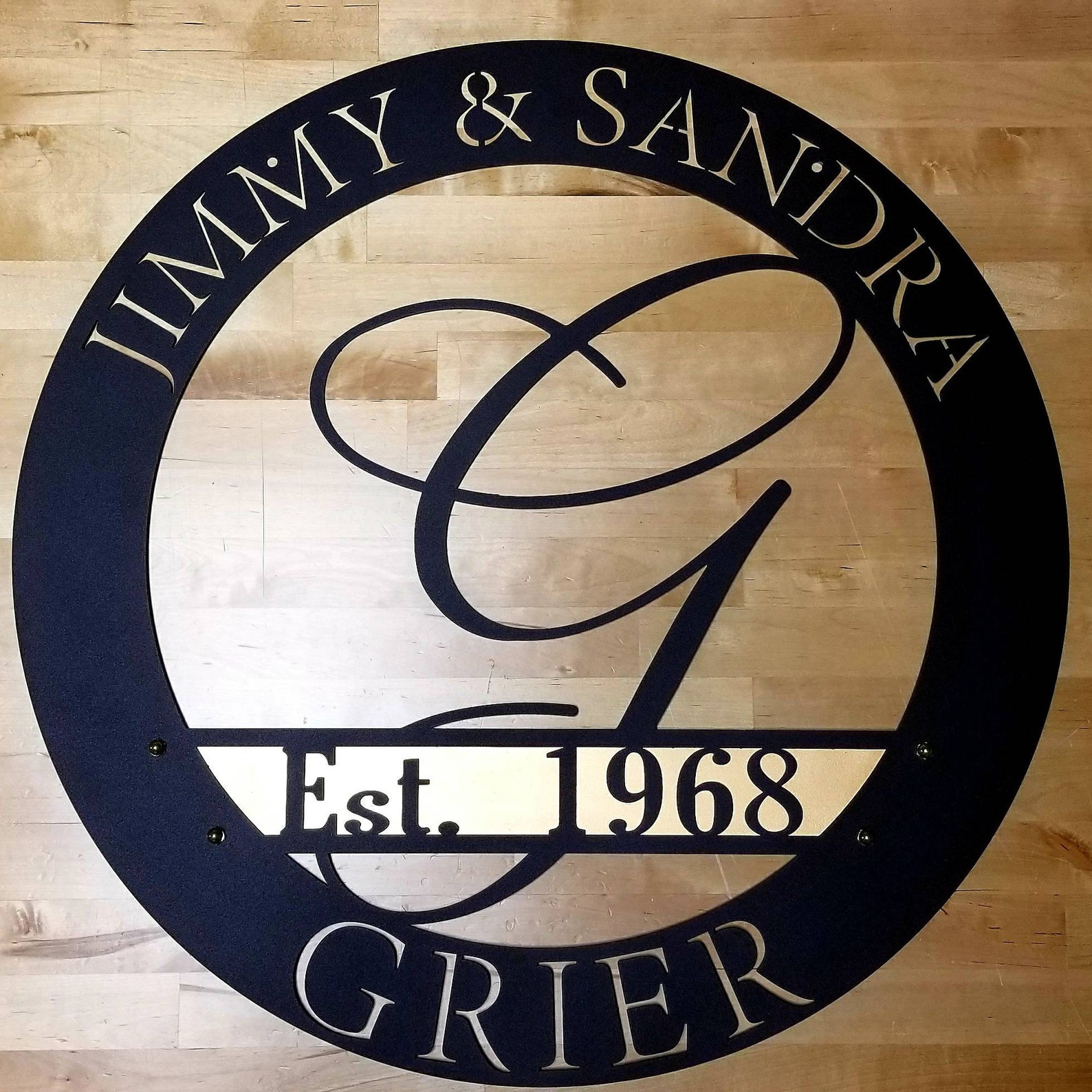 24 Laser Cut Round Metal Sign With Initial Names and - Etsy