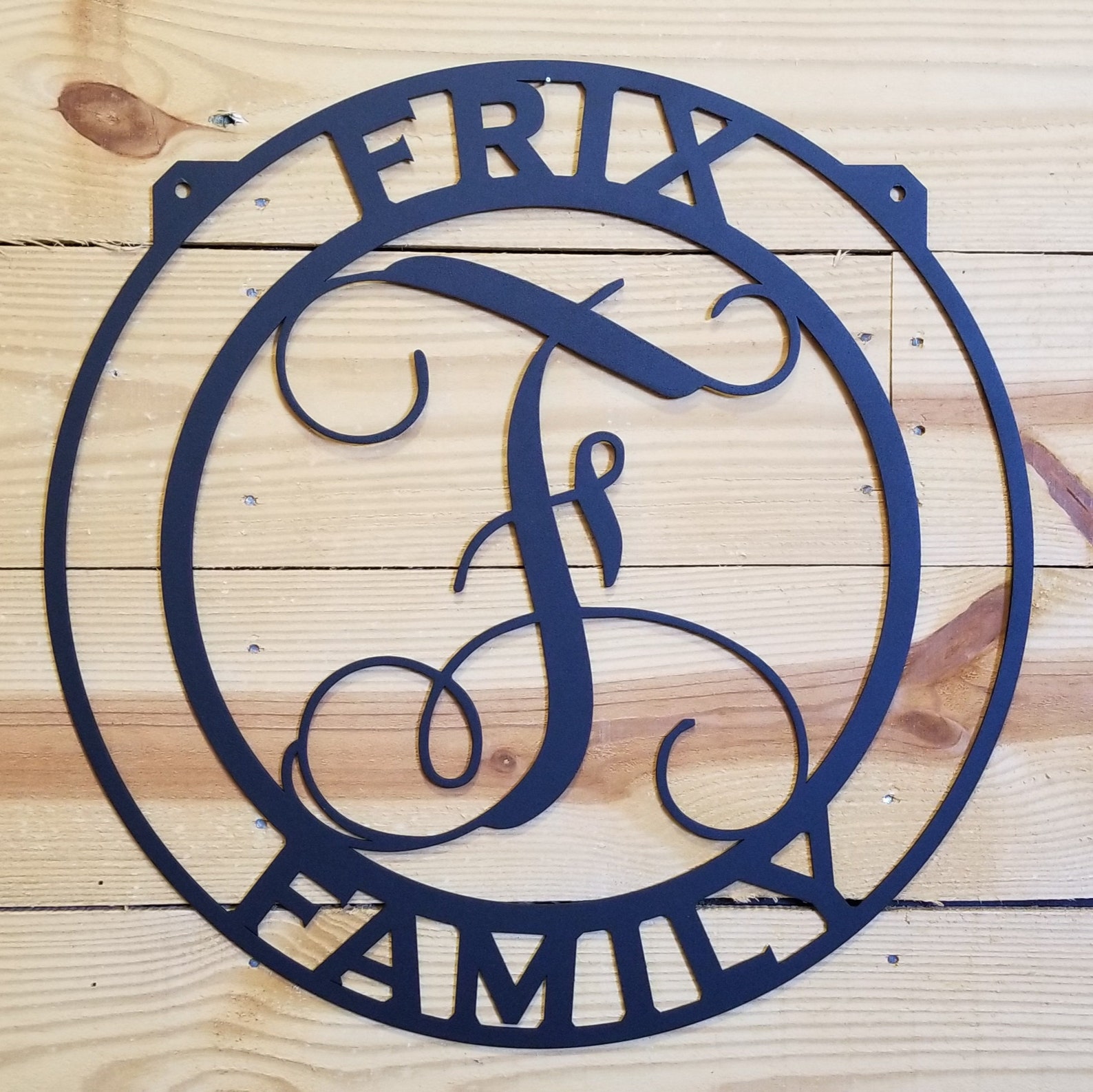 Round Laser Cut Metal Sign With name Family and - Etsy