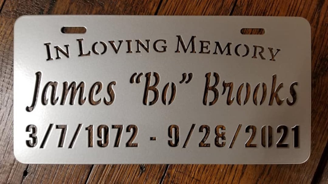 Memorial Car Tag/ License Plate Personalized Laser Cut Metal Cutout - Etsy