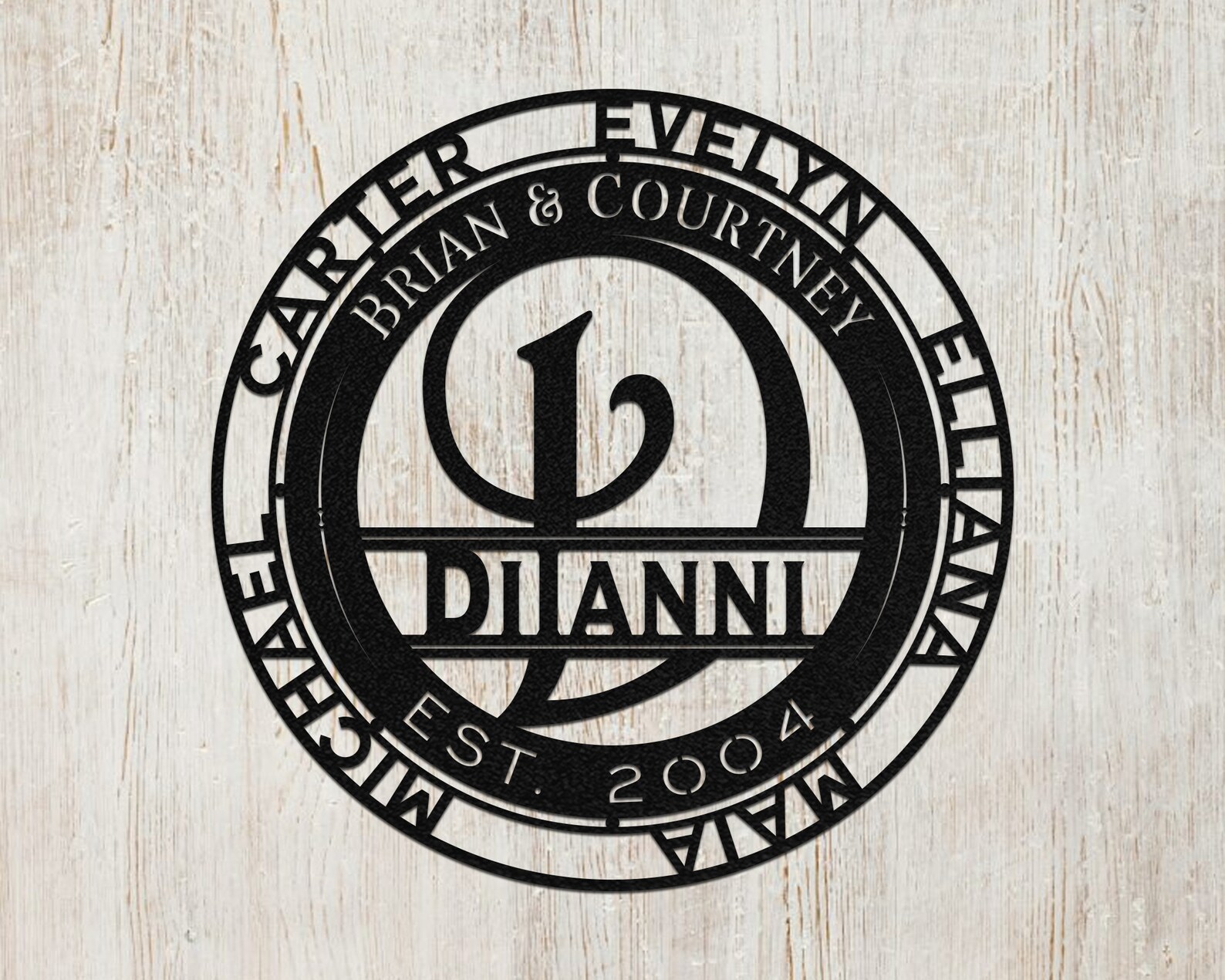 24in Round Family Names Sign - Diianni - Etsy