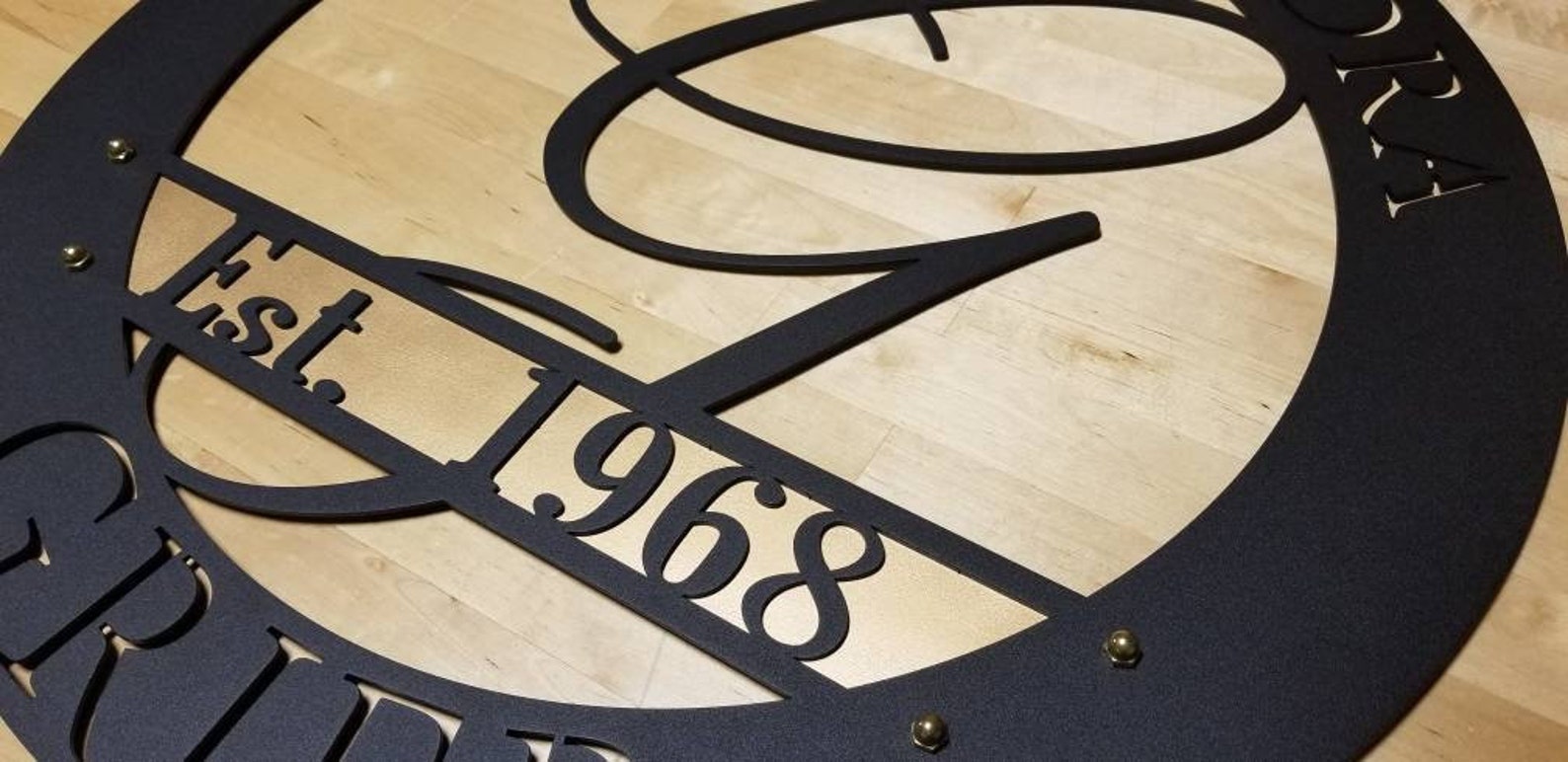 24" Laser Cut Round Metal Sign With Initial, Names, and Est Date With ...