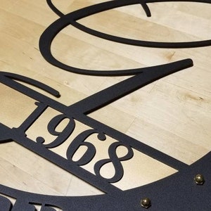 24" Laser Cut Round Metal Sign With Initial, Names, and Est Date With ...