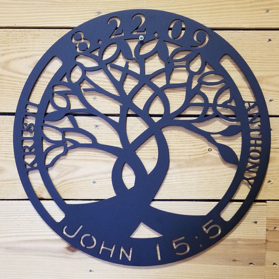 INTERTWINED TREES Round Laser Cut Metal Sign With Names & Est. - Etsy