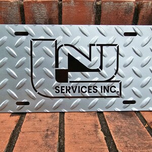 Diamond Plate Car Tag/license Plate Custom Business Logo Laser Cut ...
