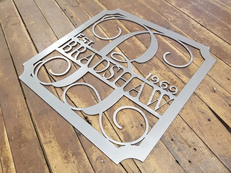 12 Inch Square Laser Cut Metal Sign With Vine Monogram Letter - Etsy