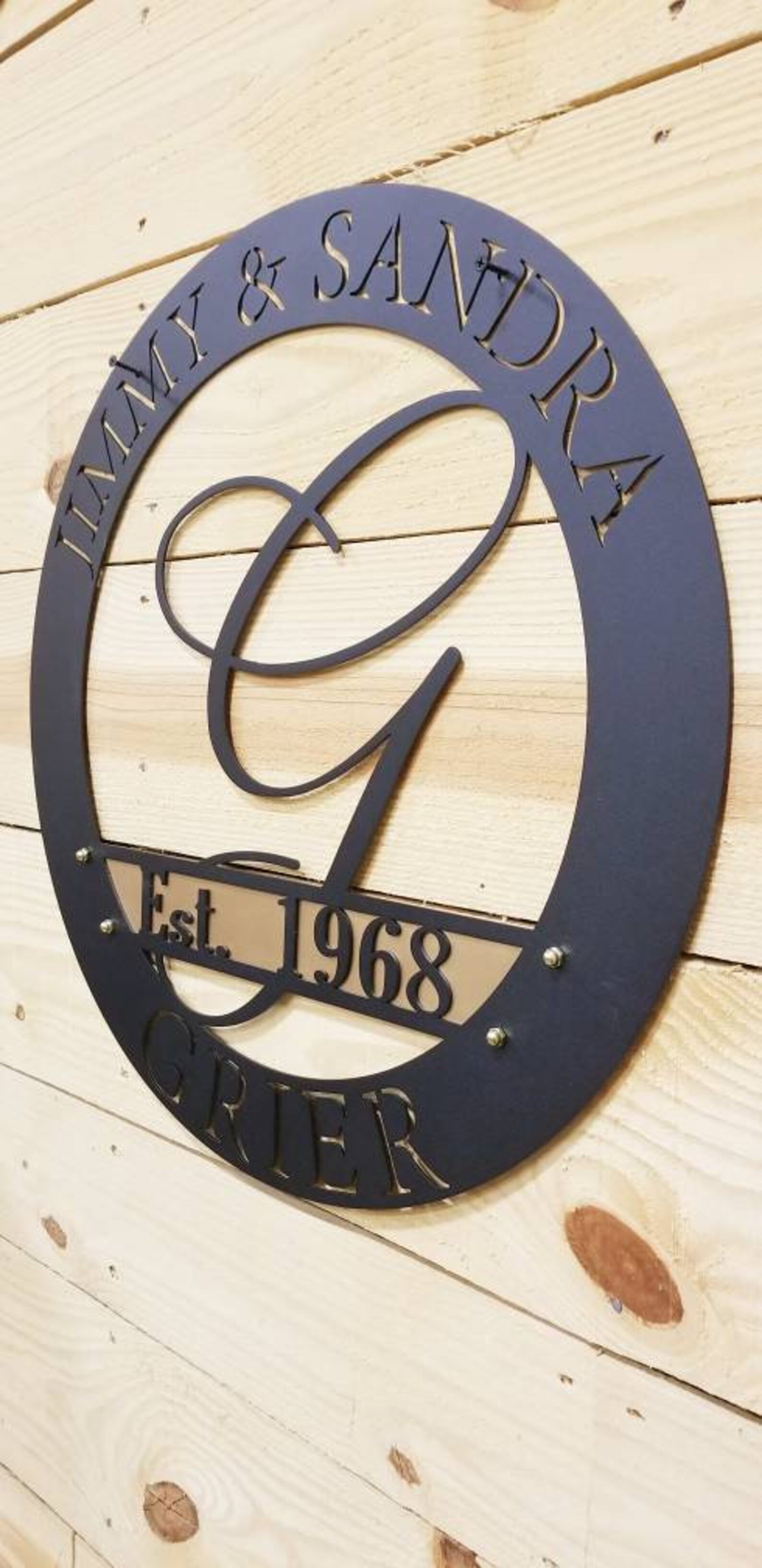 24 Laser Cut Round Metal Sign with Initial Names and | Etsy