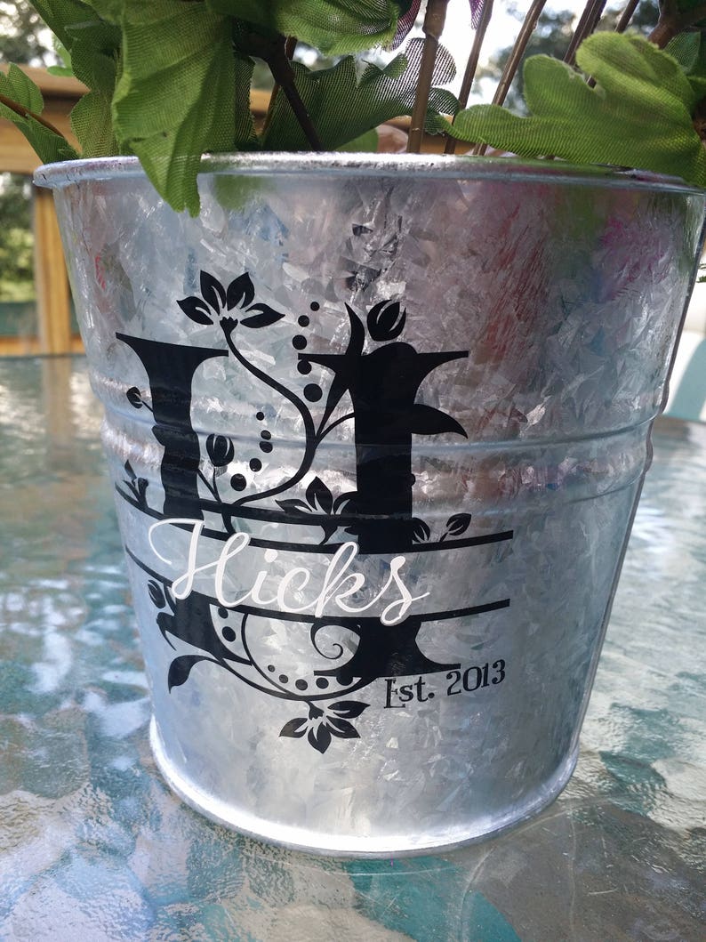 60 Ounce Galvanized Buckets Personalized With Vinyl Split - Etsy