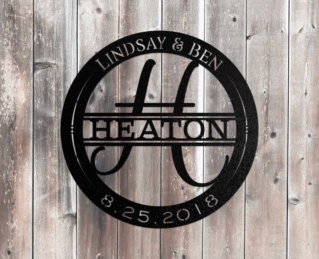 Round Laser Cut Metal Sign With Names & Est. Date Available in 18in or ...